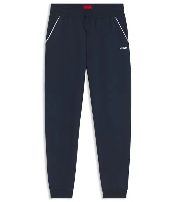 Hugo Cotton-blend Cuffed Sweatpants With Logo Piping