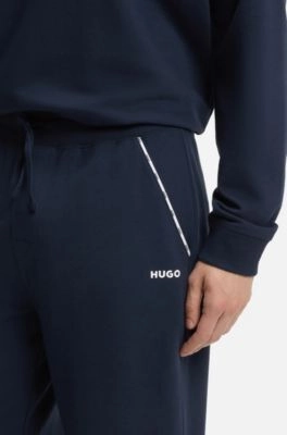 Hugo Cotton-blend Cuffed Sweatpants With Logo Piping