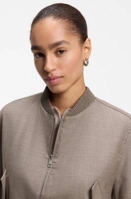 BOSS Relaxed-fit Zip-up Jacket In Melange Flannel