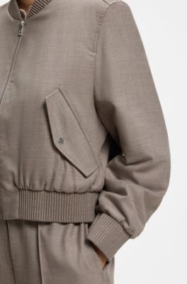 BOSS Relaxed-fit Zip-up Jacket In Melange Flannel