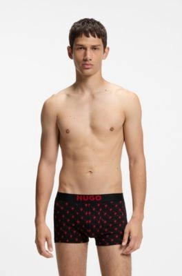 Hugo Three-pack Of Stretch-cotton Trunks With Logo Waistbands