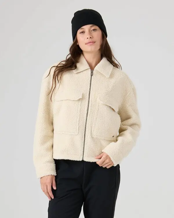 Roxy Amelia Cropped Boucle Jacket - Fog