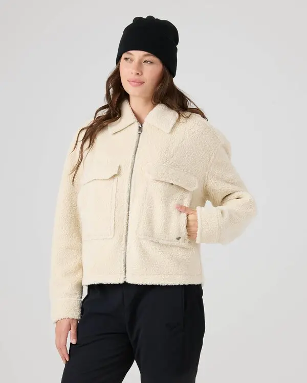 Roxy Amelia Cropped Boucle Jacket - Fog