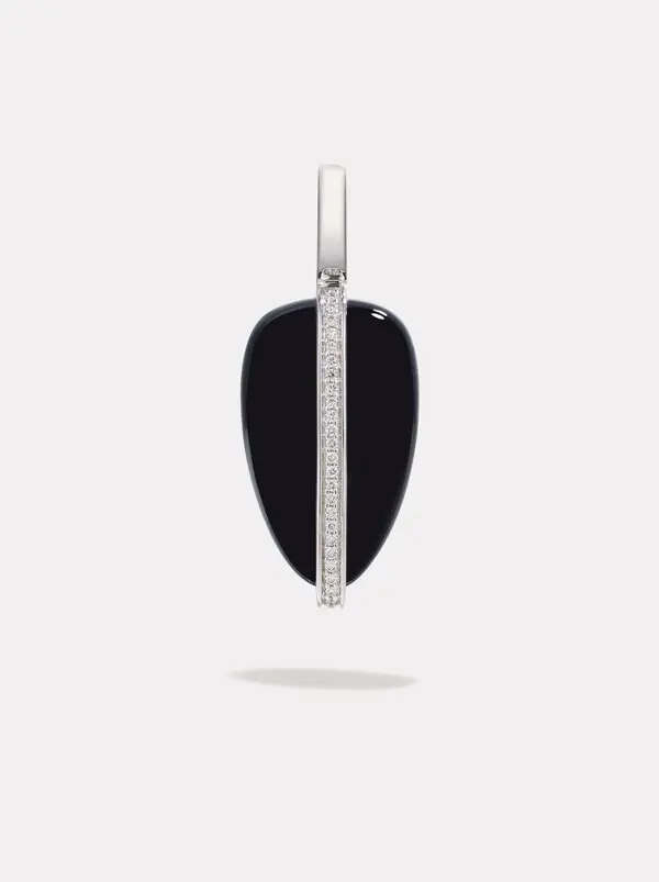 BY PARIAH Small Diamond Pebble Pendant | Black Onyx & White - Gold