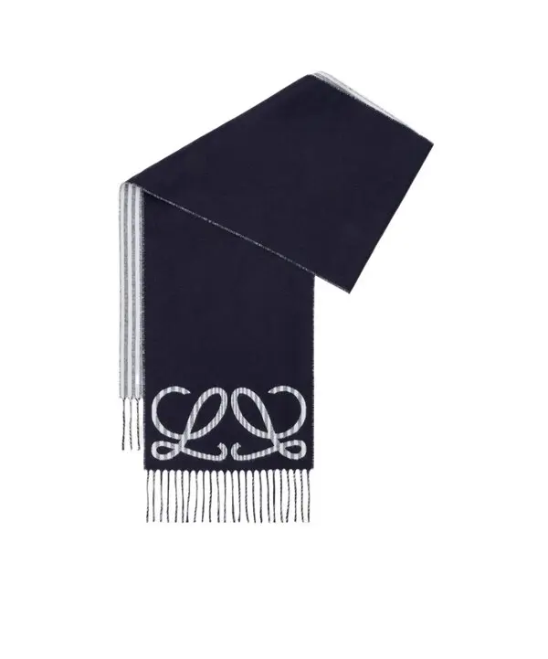 Loewe Anagram Fringed Edge Scarf - Black