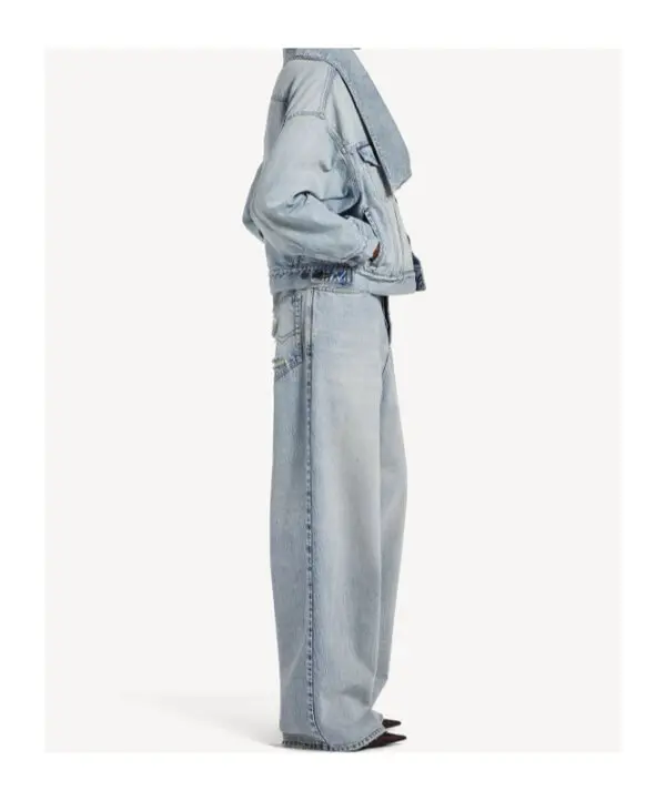 Balenciaga Standing Collar Boxy Jacket In Bleach