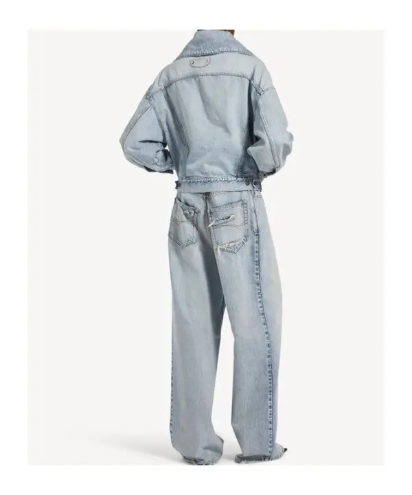 Balenciaga Standing Collar Boxy Jacket In Bleach