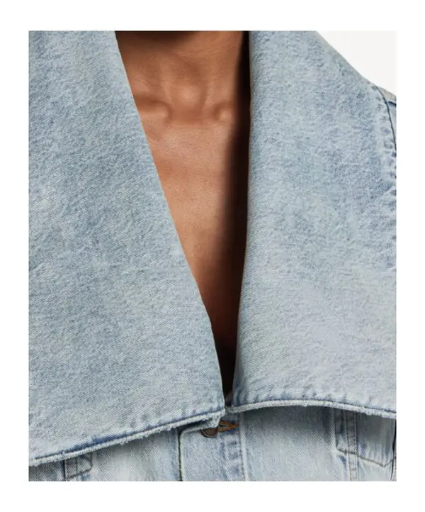 Balenciaga Standing Collar Boxy Jacket In Bleach
