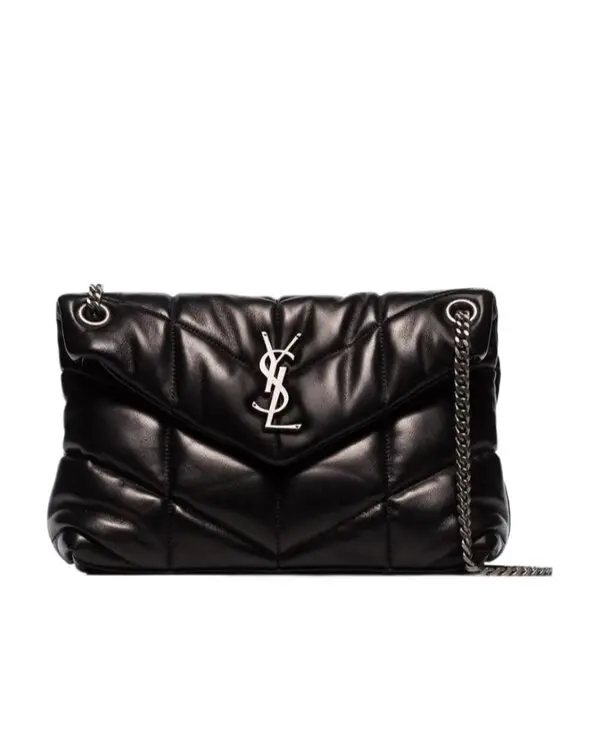 Saint Laurent Puffer Small Quilted Sheepskin Bag - Black
