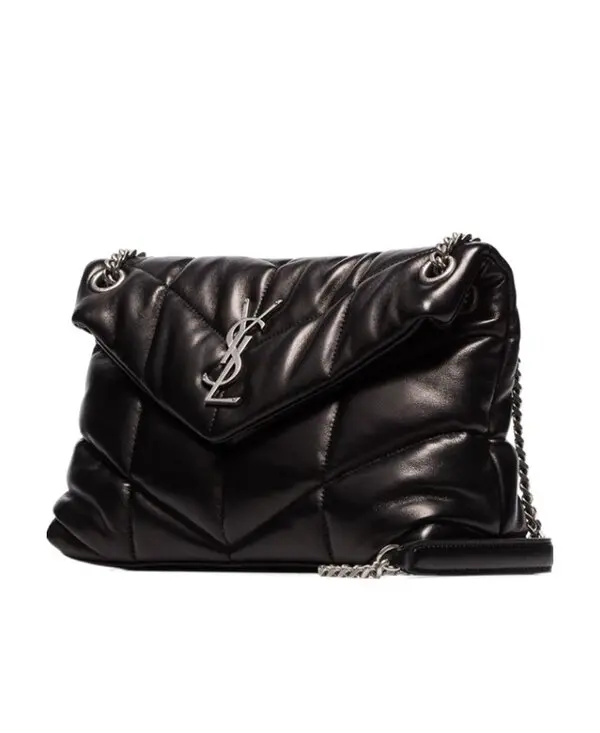 Saint Laurent Puffer Small Quilted Sheepskin Bag - Black