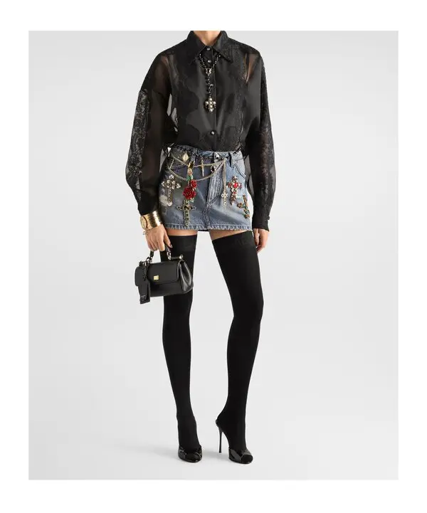 Dolce & Gabbana Denim Miniskirt With Embroidery
