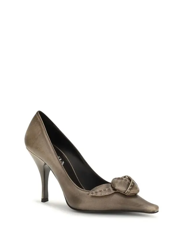Prada Leather Pumps With Rose Applique