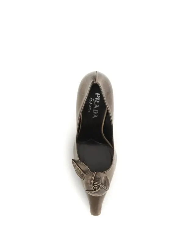 Prada Leather Pumps With Rose Applique