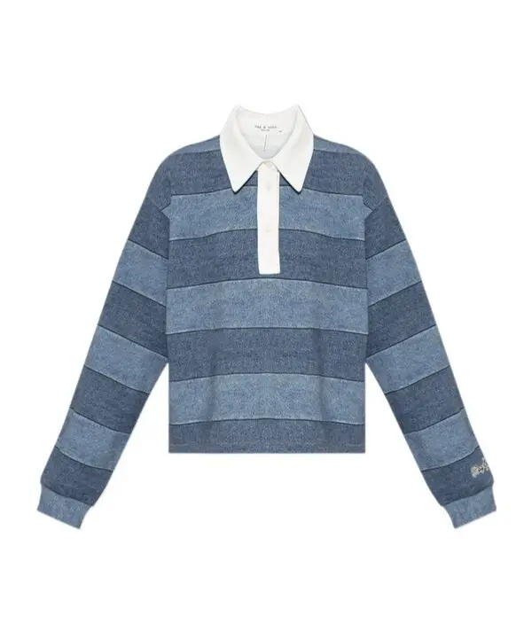Rag & Bone Rag Bone Striped Long-sleeve Polo Top