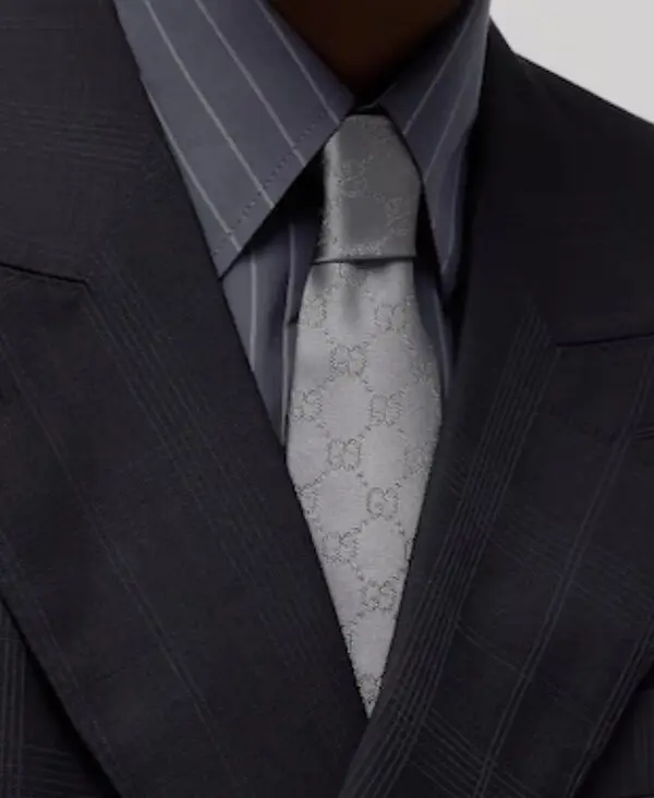 Gucci Gg Silk Jacquard Tie - Grey