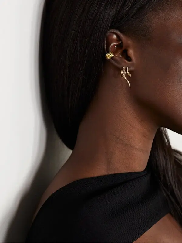 Ileana Makri Boa 18-karat Gold Diamond Earrings