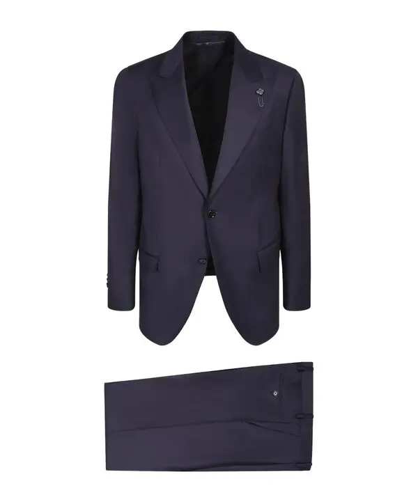 LARDINI Micro-textured Peaked-lapel Suit