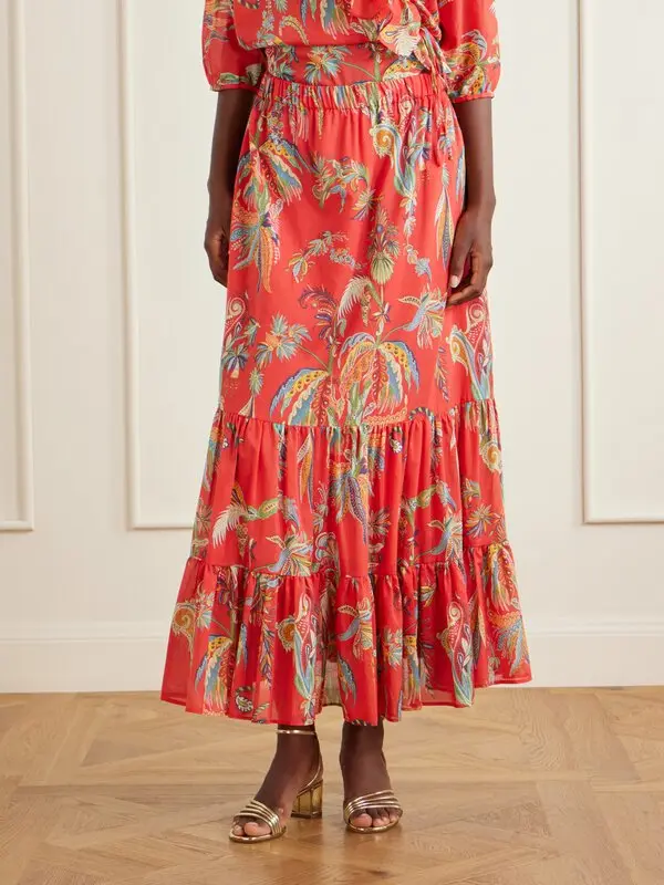 Etro Tiered Printed Cotton Maxi Skirt