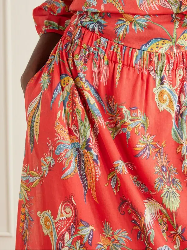 Etro Tiered Printed Cotton Maxi Skirt