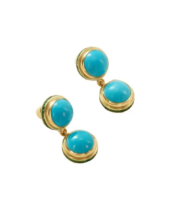 Ileana Makri 18-karat Gold, Turquoise And Tsavorite Earrings - No