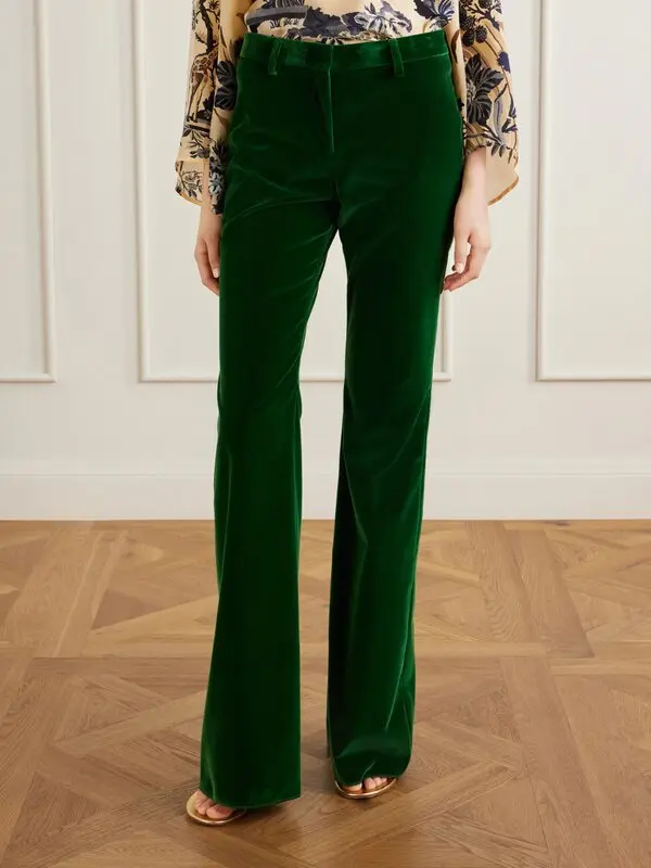 Etro Stretch-cotton Velvet Flared Pants