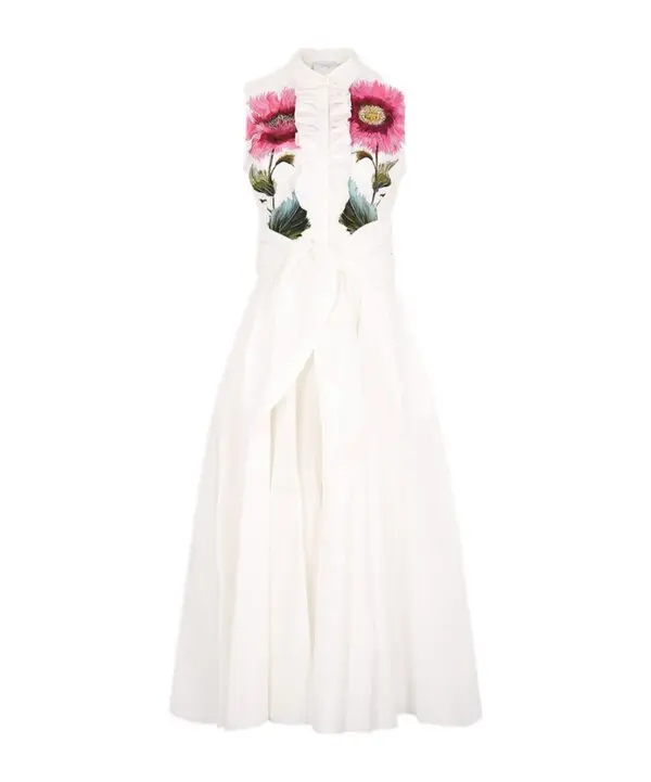 Giambattista Valli Botanic Blow Up Long Sleeveless Shirt Dress - No