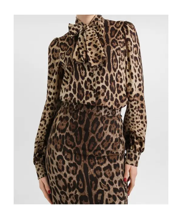 Dolce & Gabbana Leo-print Silk Charmeuse Shirt