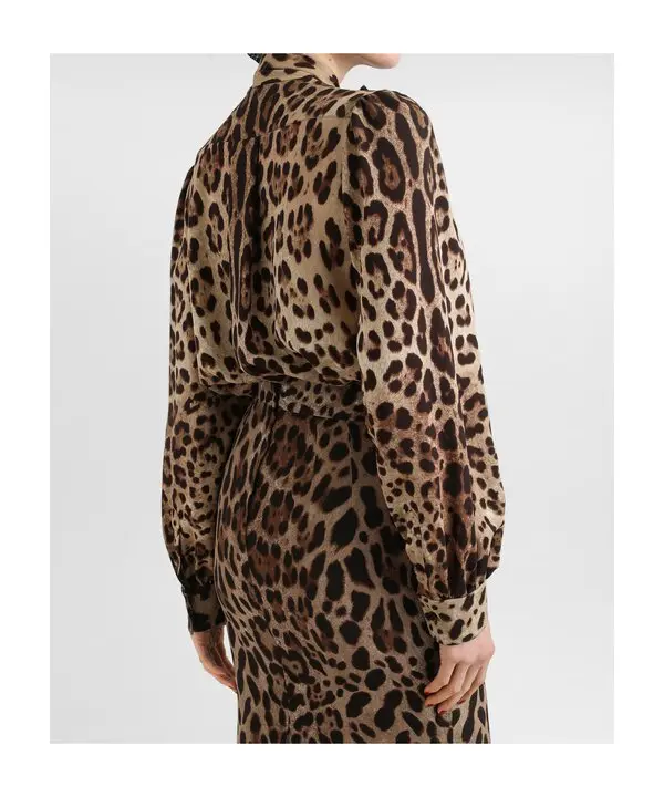 Dolce & Gabbana Leo-print Silk Charmeuse Shirt