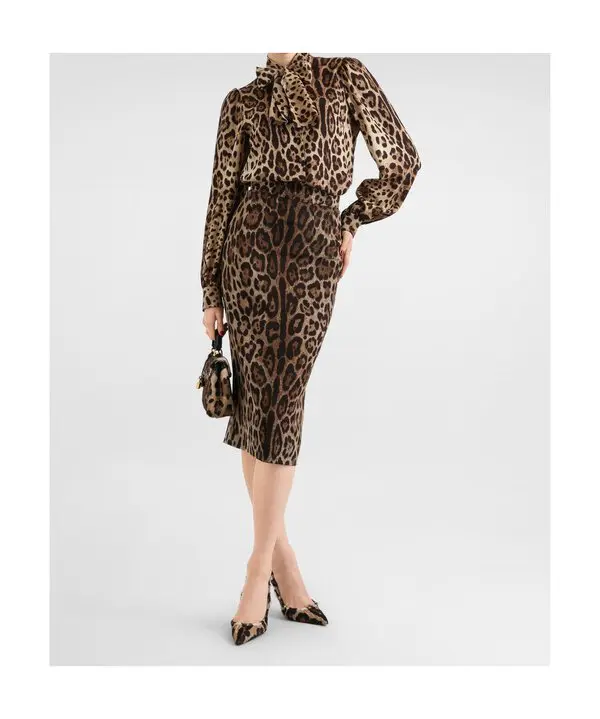 Dolce & Gabbana Leo-print Silk Charmeuse Shirt