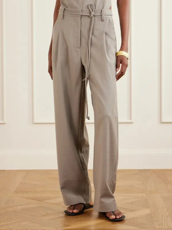ST. AGNI Pleated Wool-blend Barrel-leg Pants