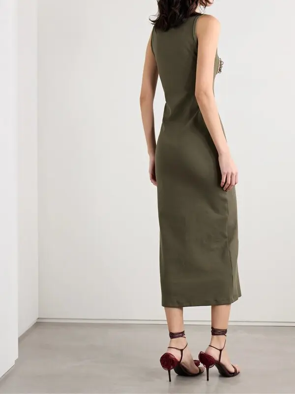 Magda Butrym Crochet-trimmed Ribbed Jersey Midi Dress
