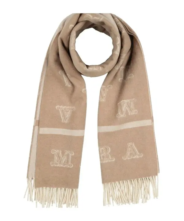 Max Mara Logo-printed Cashmere Scarf - Beige