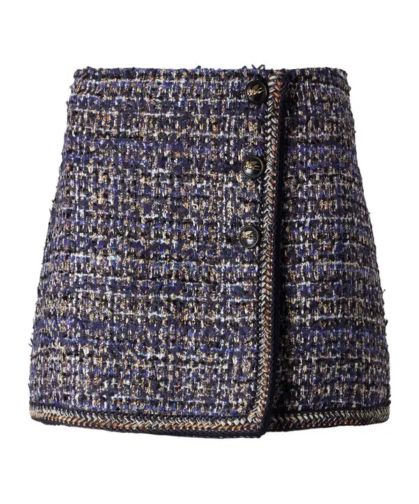 Etro Wrap Button Tweed Mini Skirt