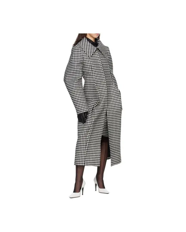 JEAN PAUL GAULTIER Gingham Wool-blend Long Coat