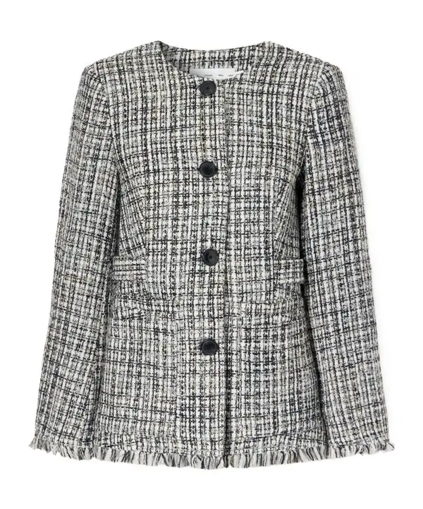 Proenza Schouler Aurelia Fringed Checked Tweed Jacket