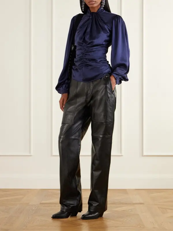 Isabel Marant Étoile Ruched Silk-satin Blouse