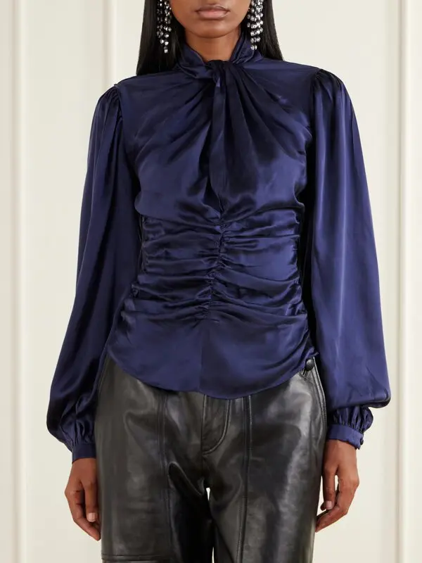 Isabel Marant Étoile Ruched Silk-satin Blouse