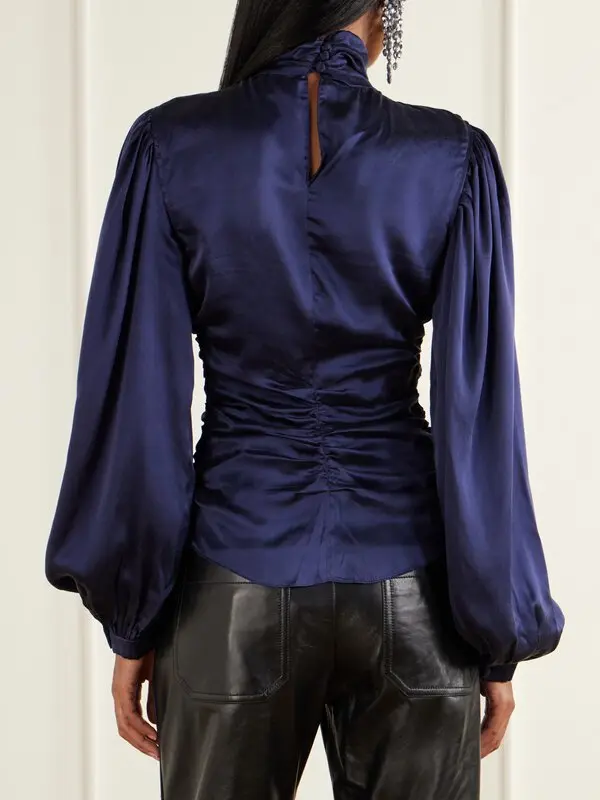 Isabel Marant Étoile Ruched Silk-satin Blouse - No