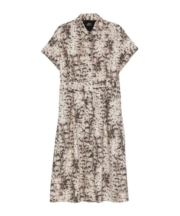 Pinko Snake-pattern Belted Midi Dress