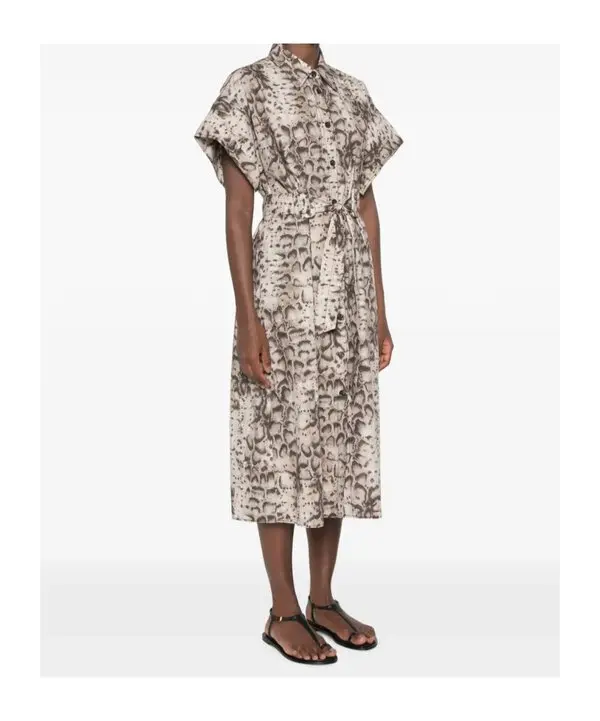 Pinko Snake-pattern Belted Midi Dress