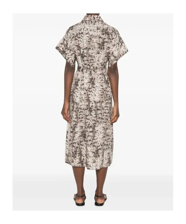 Pinko Snake-pattern Belted Midi Dress