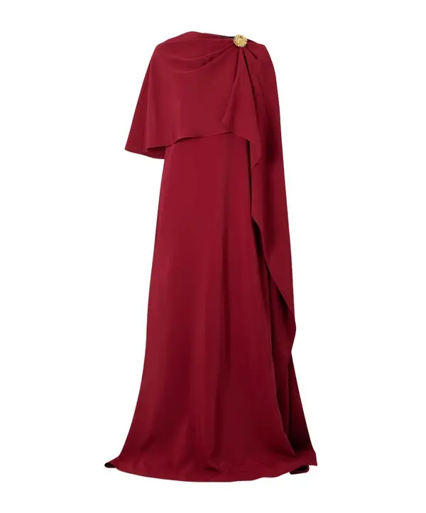 Oscar De La Renta Cape-effect Georgette Gown