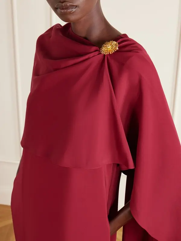 Oscar De La Renta Cape-effect Georgette Gown