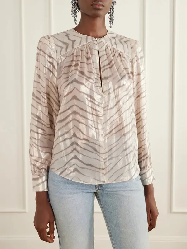 Isabel Marant Étoile Animal-print Lurex Silk-blend Shirt