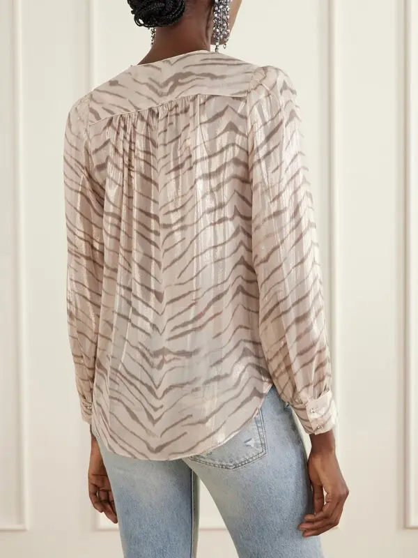 Isabel Marant Étoile Animal-print Lurex Silk-blend Shirt
