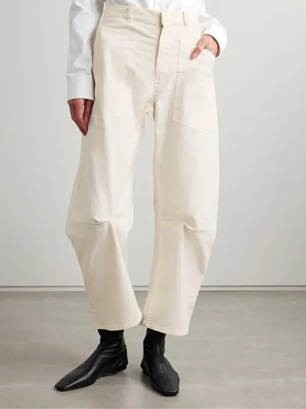 NILI LOTAN Shon Cotton-blend Twill Barrel-leg Pants - No