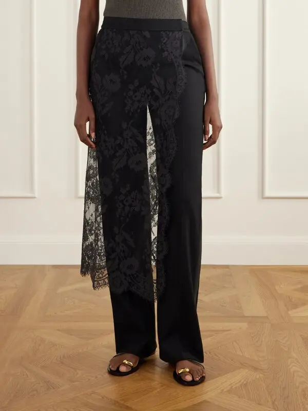 Zimmermann Lace-trimmed Stretch-linen Straight-leg Pants