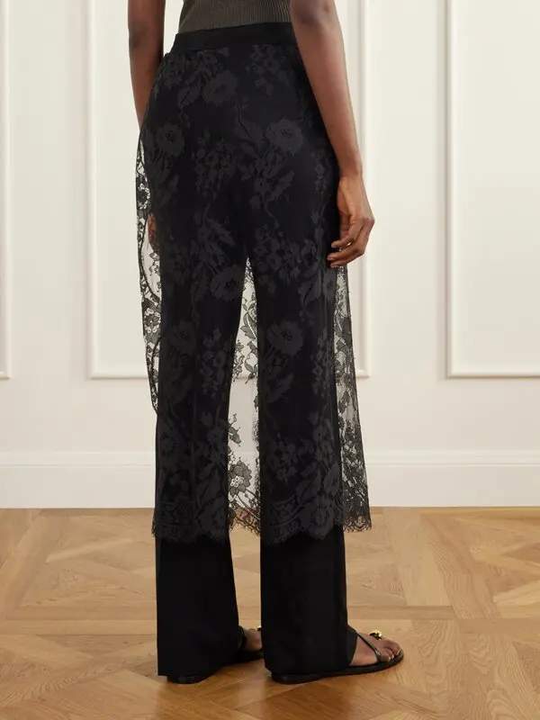 Zimmermann Lace-trimmed Stretch-linen Straight-leg Pants