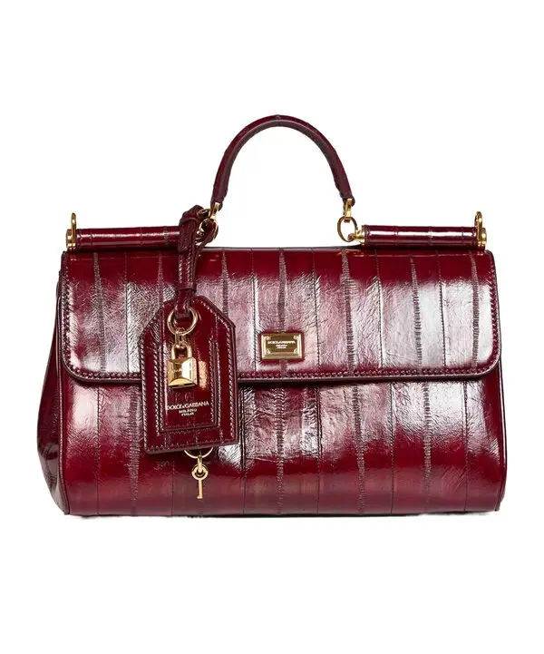 Dolce & Gabbana Dolce Gabbana Logo Plaque Medium My Sicily Eel Handbag
