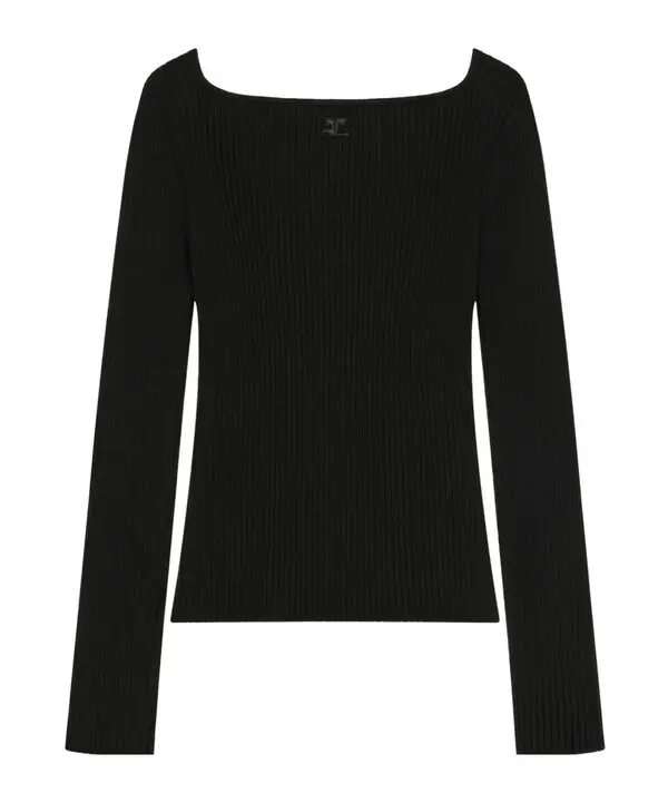 COURREGES Courrèges Square Neck Rib Knit Sweater